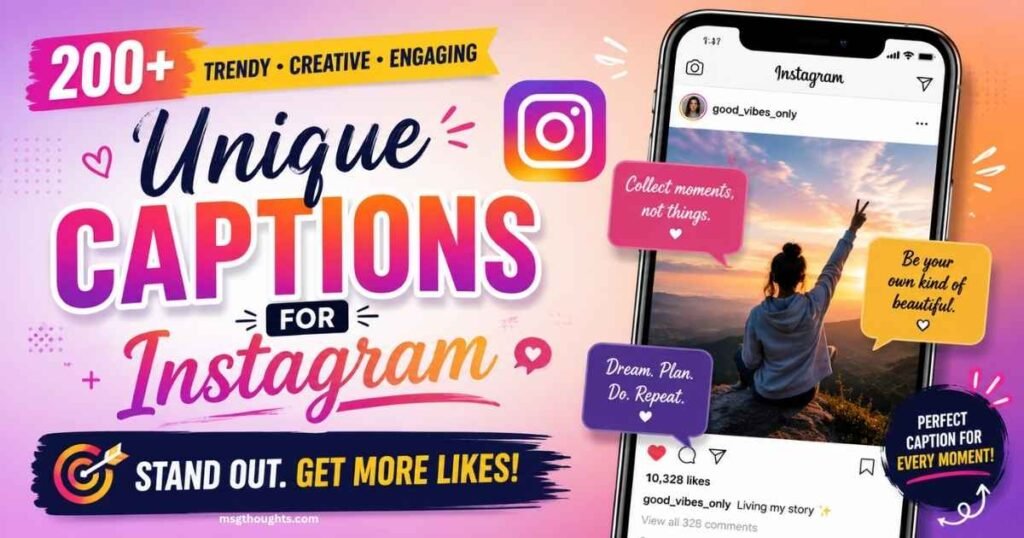 200+ Unique Captions for Instagram: Creative, Funny, Aesthetic & Catchy ...
